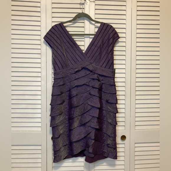 Adrianna Papell | Dresses | Nwt Adrianna Papell Purple Shutter Pleat ...